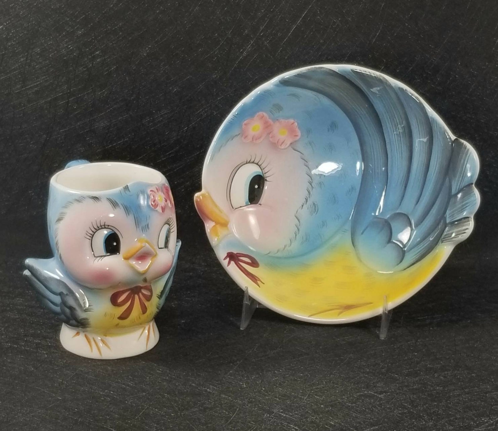 Vintage Lefton Blue Bird ESD Anthropomorphic Baby Set Cup and - Etsy