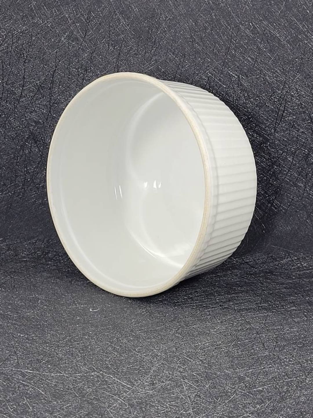 Apilco France Classic White Ribbed Porcelain 6" Souffle Round Baking ...