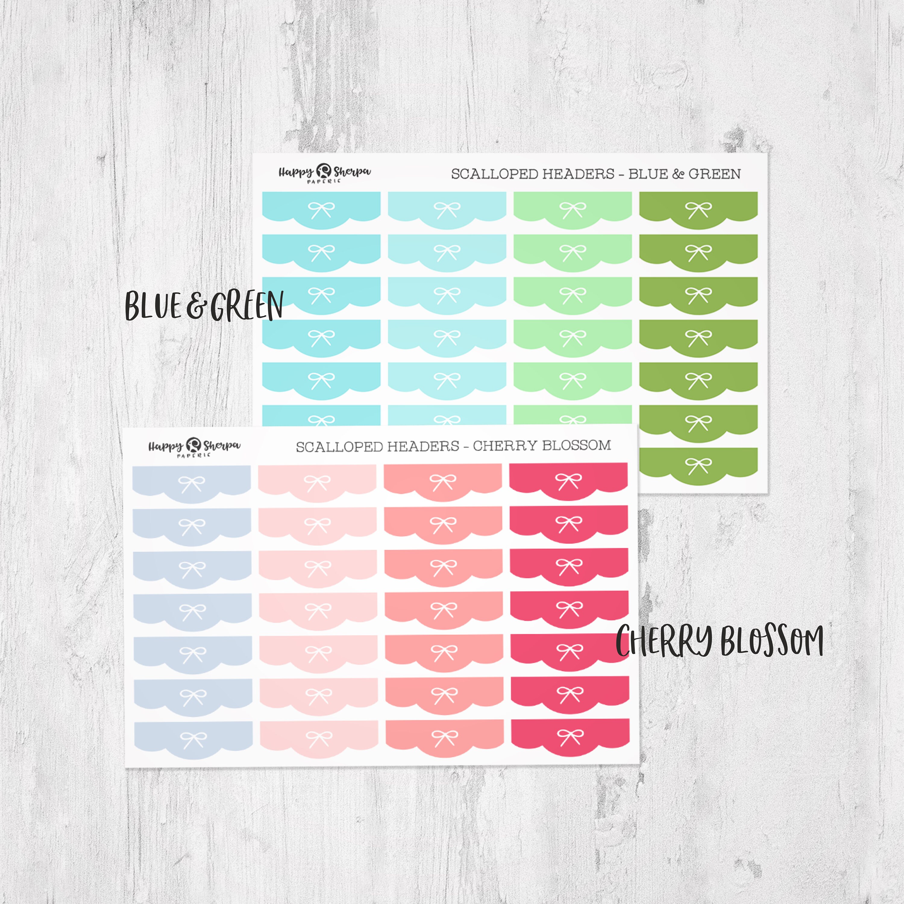 Scalloped Bow Headers 28 Header Stickers Color Palette | Etsy