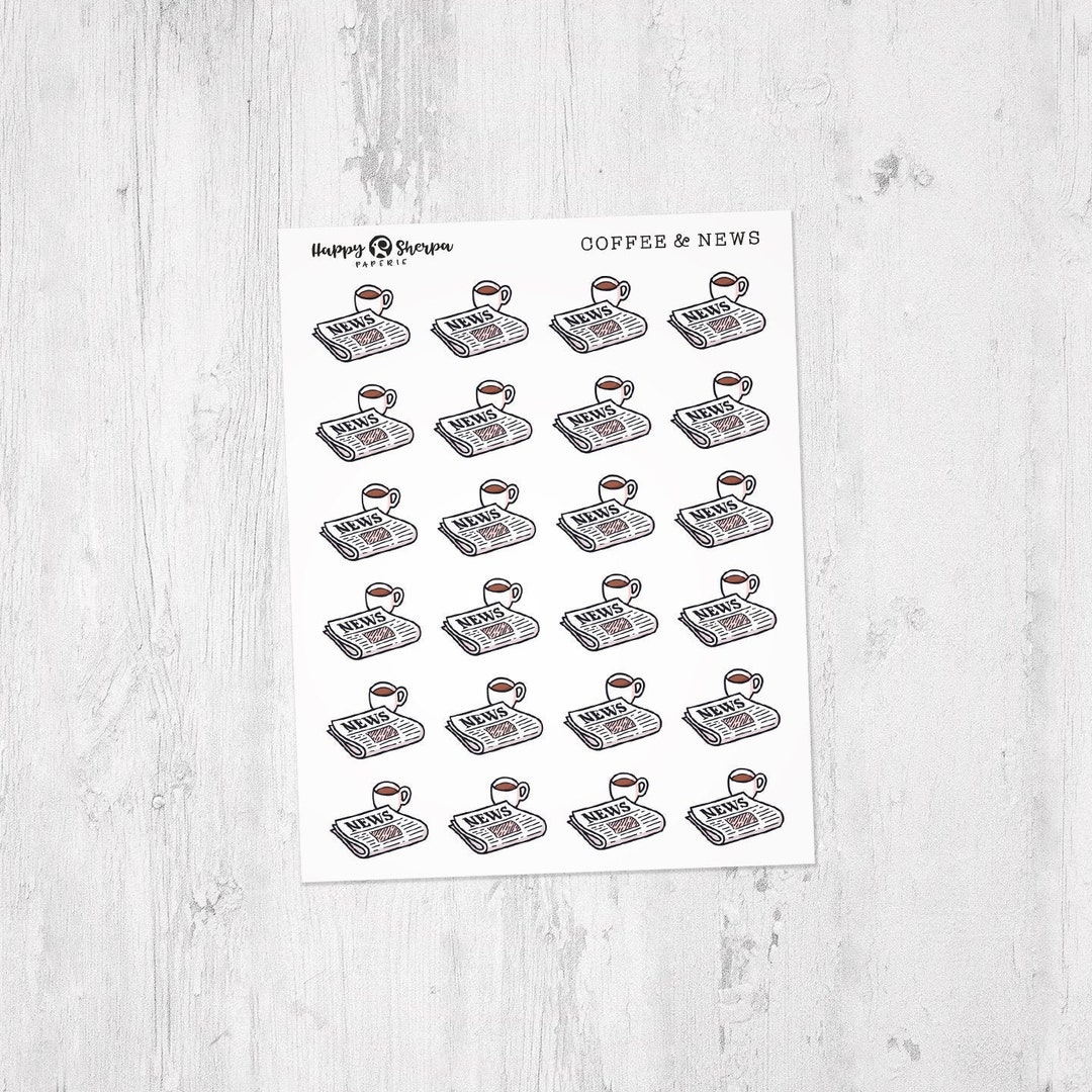 Coffee & News - 24 Cute Planner Stickers - Etsy