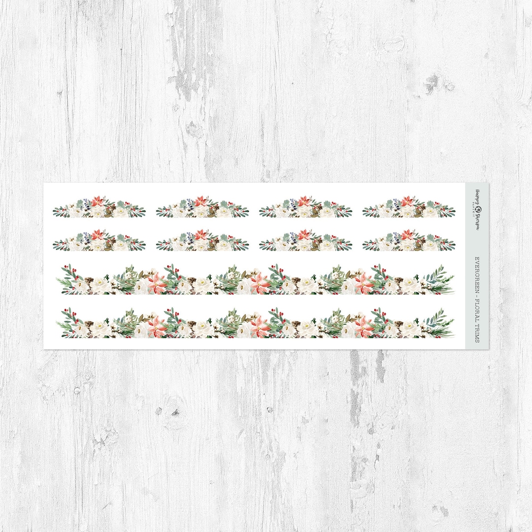 Evergreen - Floral Trims - Deco Stickersheet | Planner, Bullet Journal ...