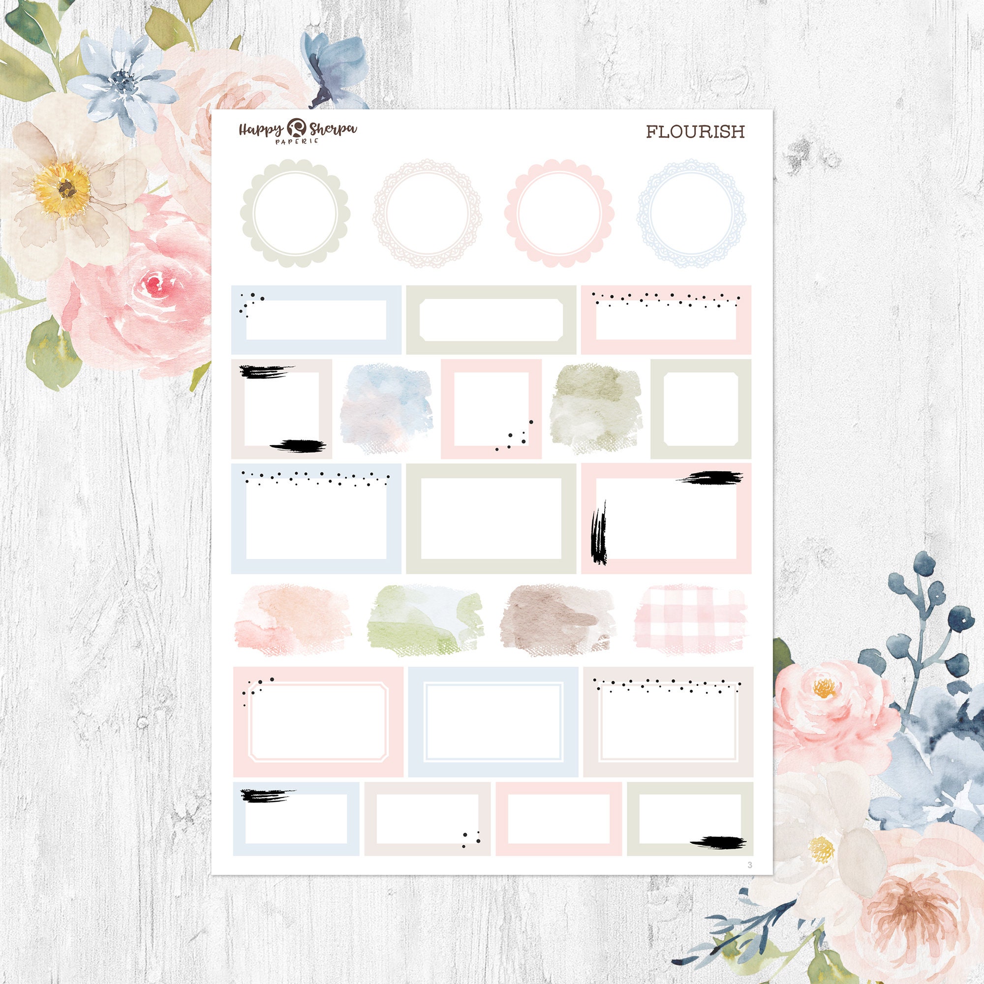 Flourish - Gold Foil - Planner Sticker Kit (5 Sheets) - for Standard ...