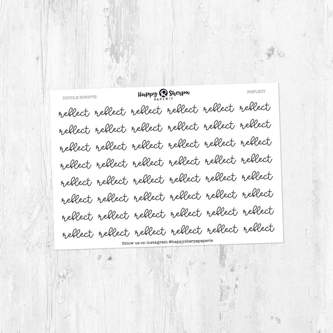 Reflect - Handwritten Script Planner Stickers - Etsy