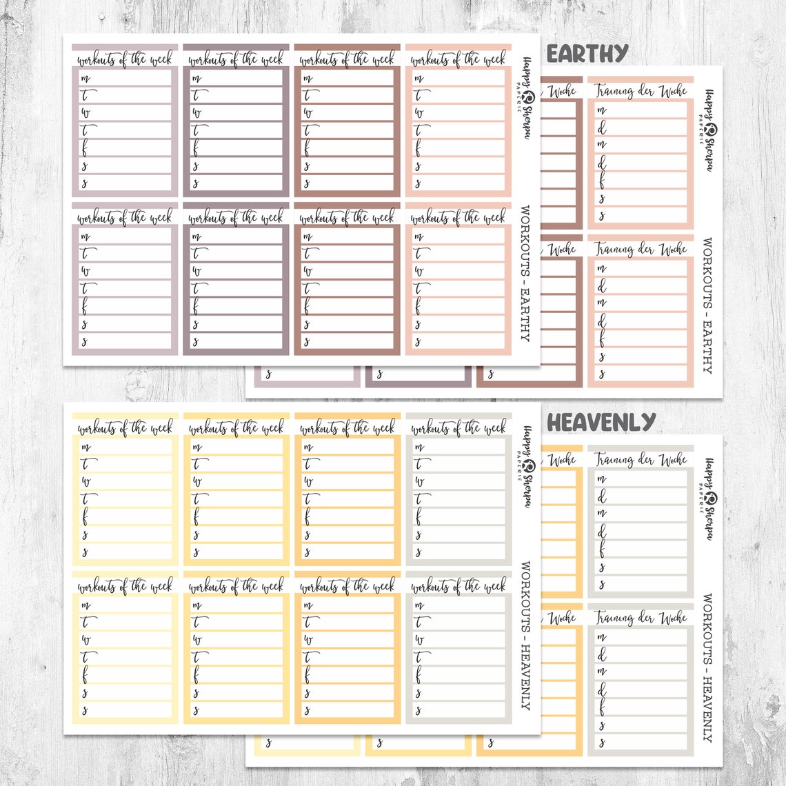 Workouts of the Week Sidebar Checklist Stickers Color | Etsy
