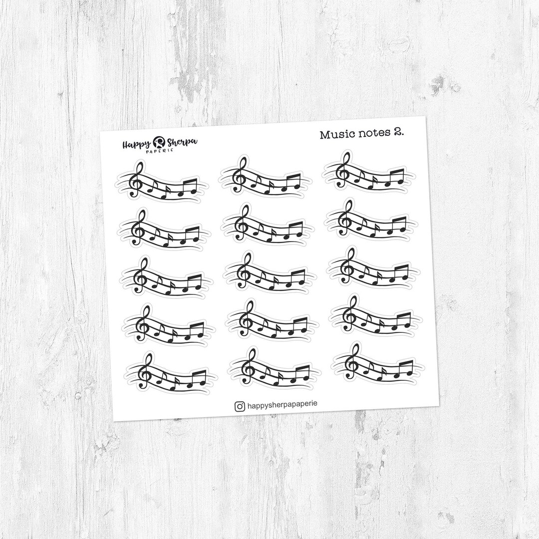 Music Notes 2. - Foiled Transparent Planner Deco Stickers - Etsy