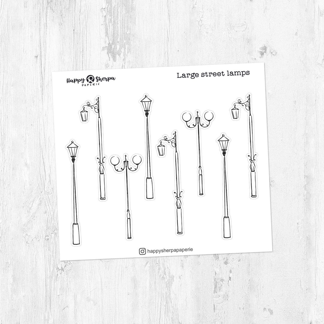 Large Street Lamps - Foiled Planner Deco Stickers - Etsy