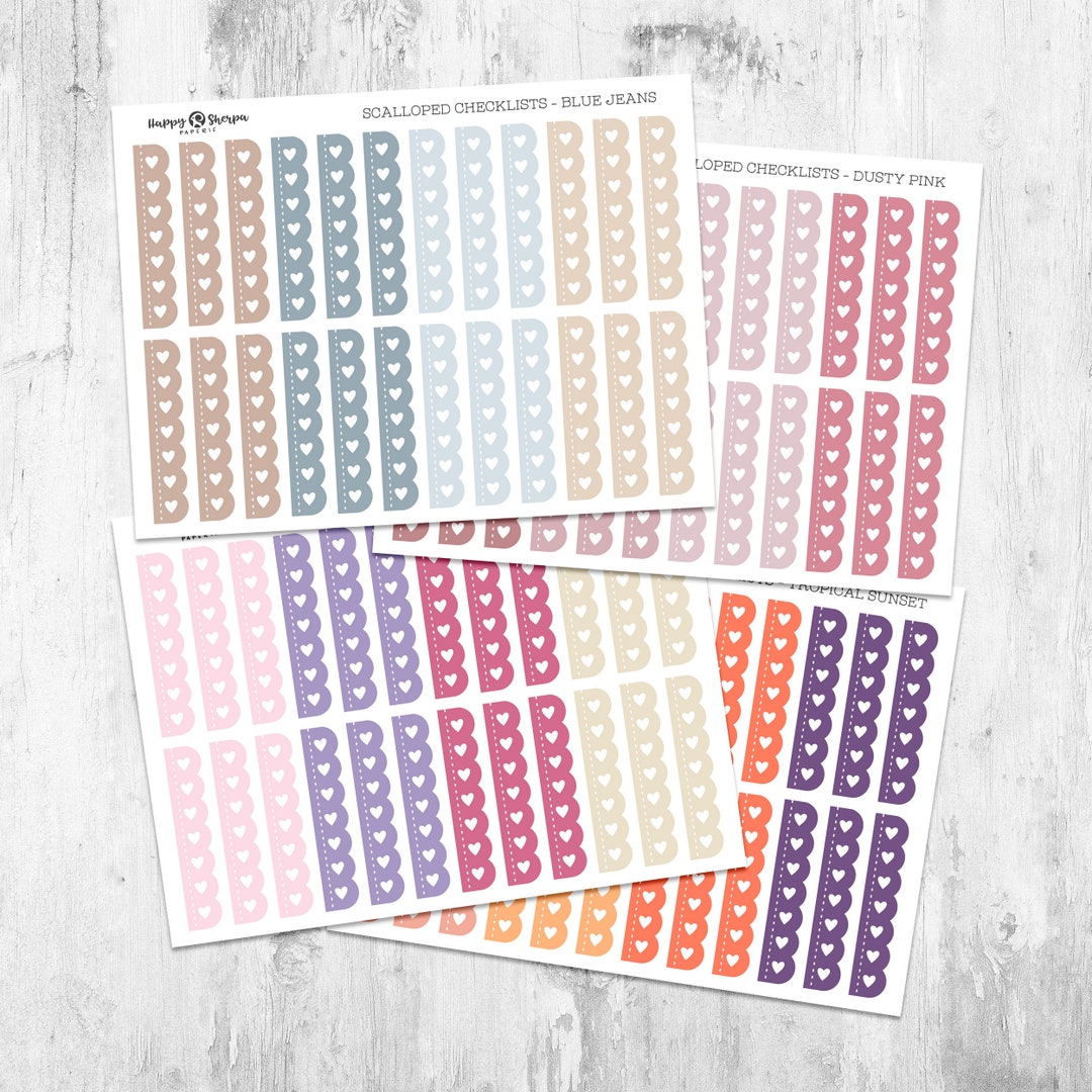Scalloped Checklists 24 Checklist Stickers Color Palette - Etsy