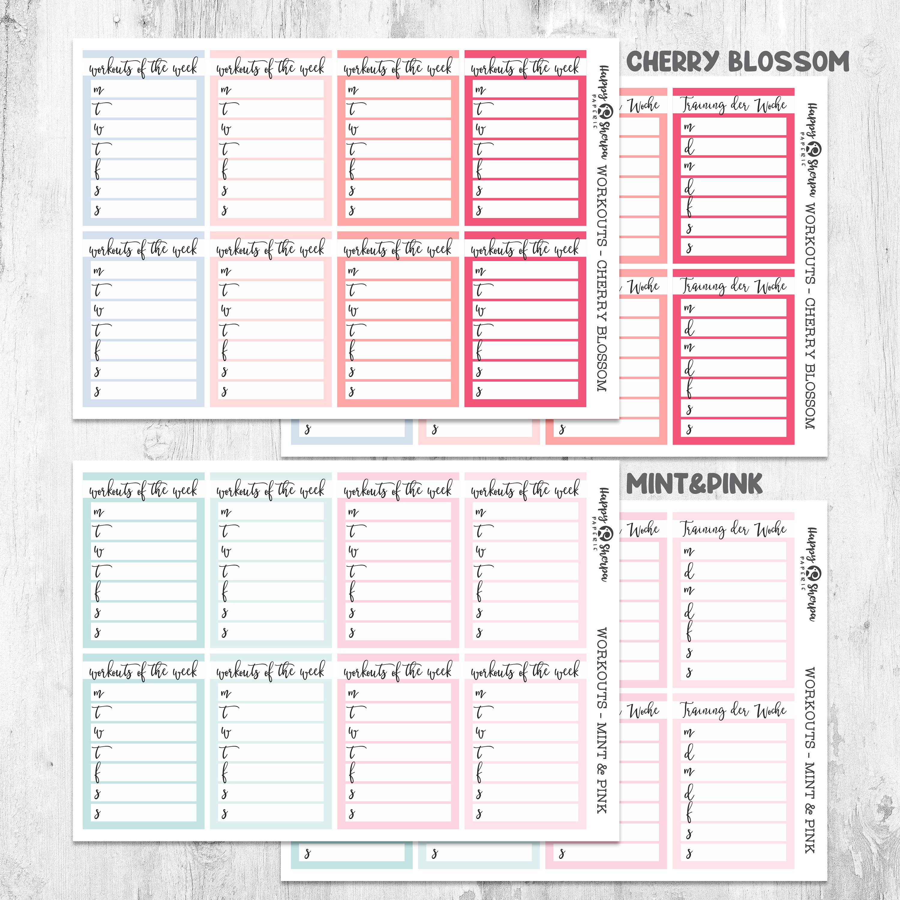 Workouts of the Week Sidebar Checklist Stickers Color - Etsy