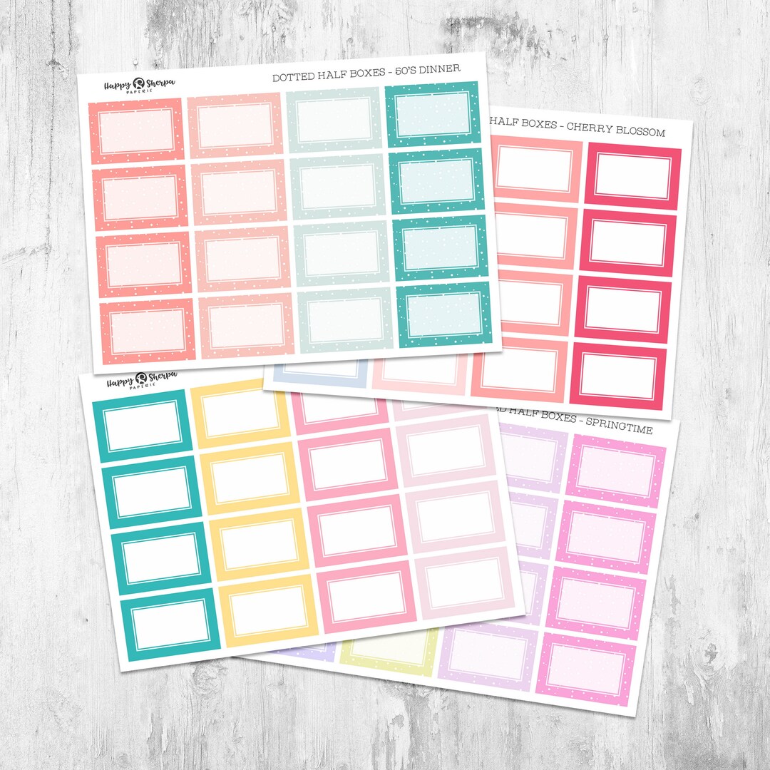 Half Boxes - 16 Functional Planner Stickers - Color Palette 1-10 - Etsy