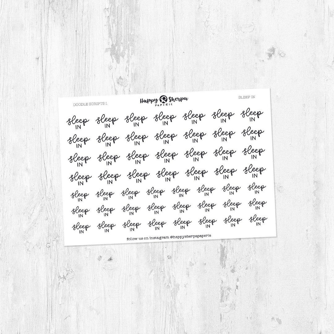 Sleep in - Handwritten Script Planner Stickers - Etsy