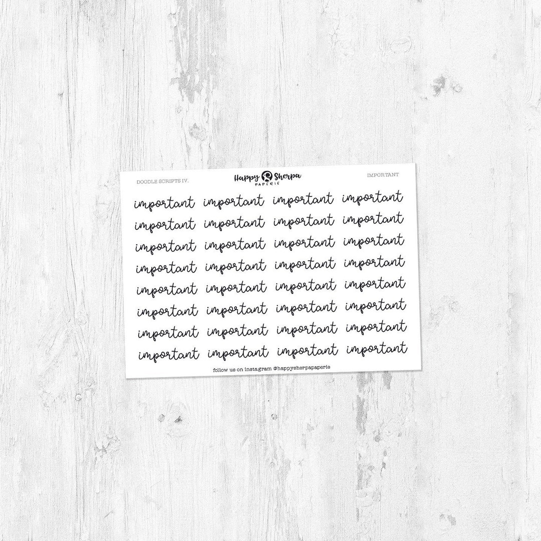 Important - Handwritten Script Planner Stickers - Etsy