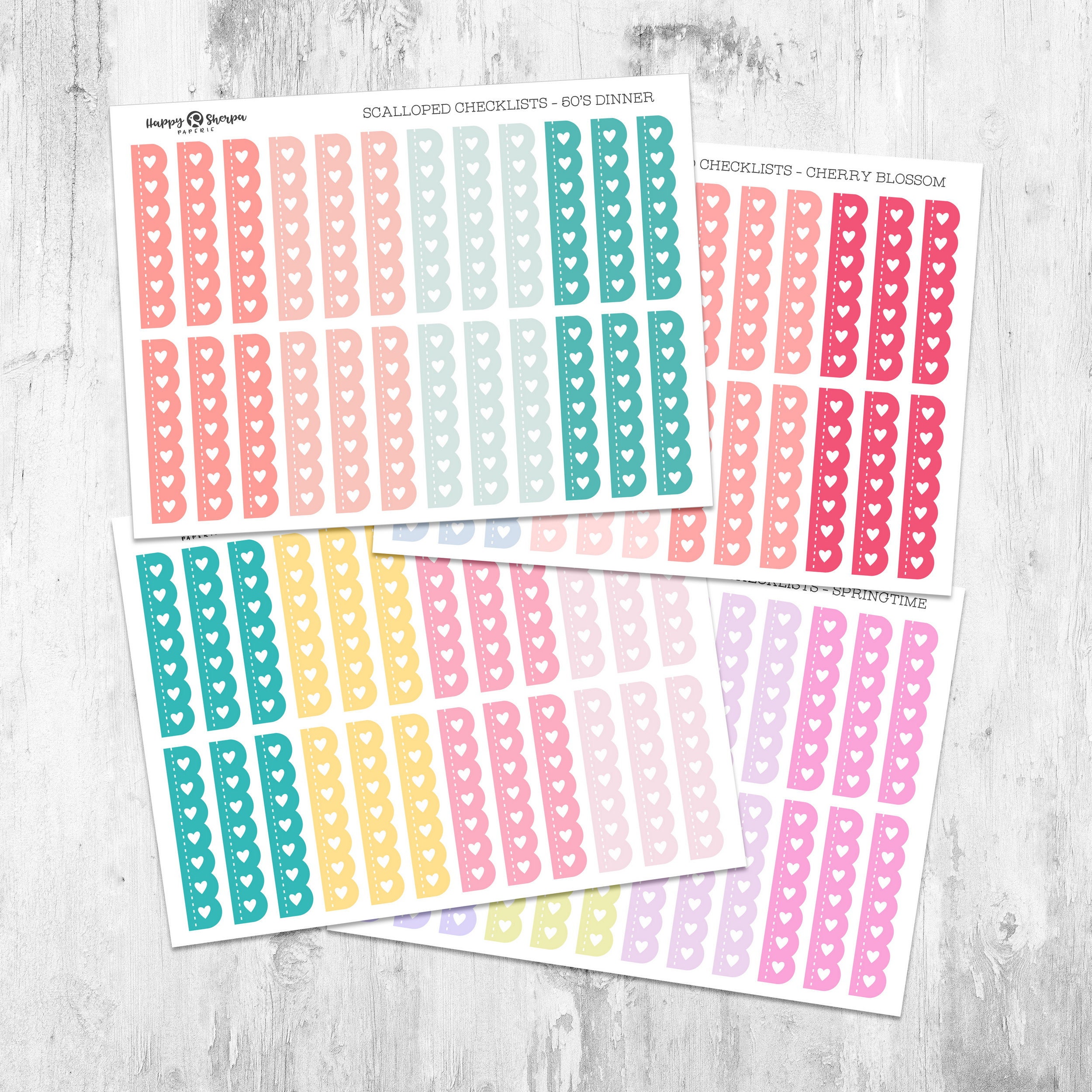Scalloped Checklists 24 Checklist Stickers Color Palette - Etsy