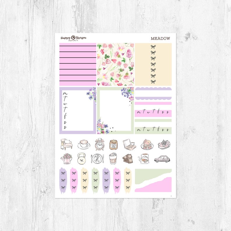 Meadow - Gold Foil - Planner Sticker Kit (5 Sheets) - for Standard ...