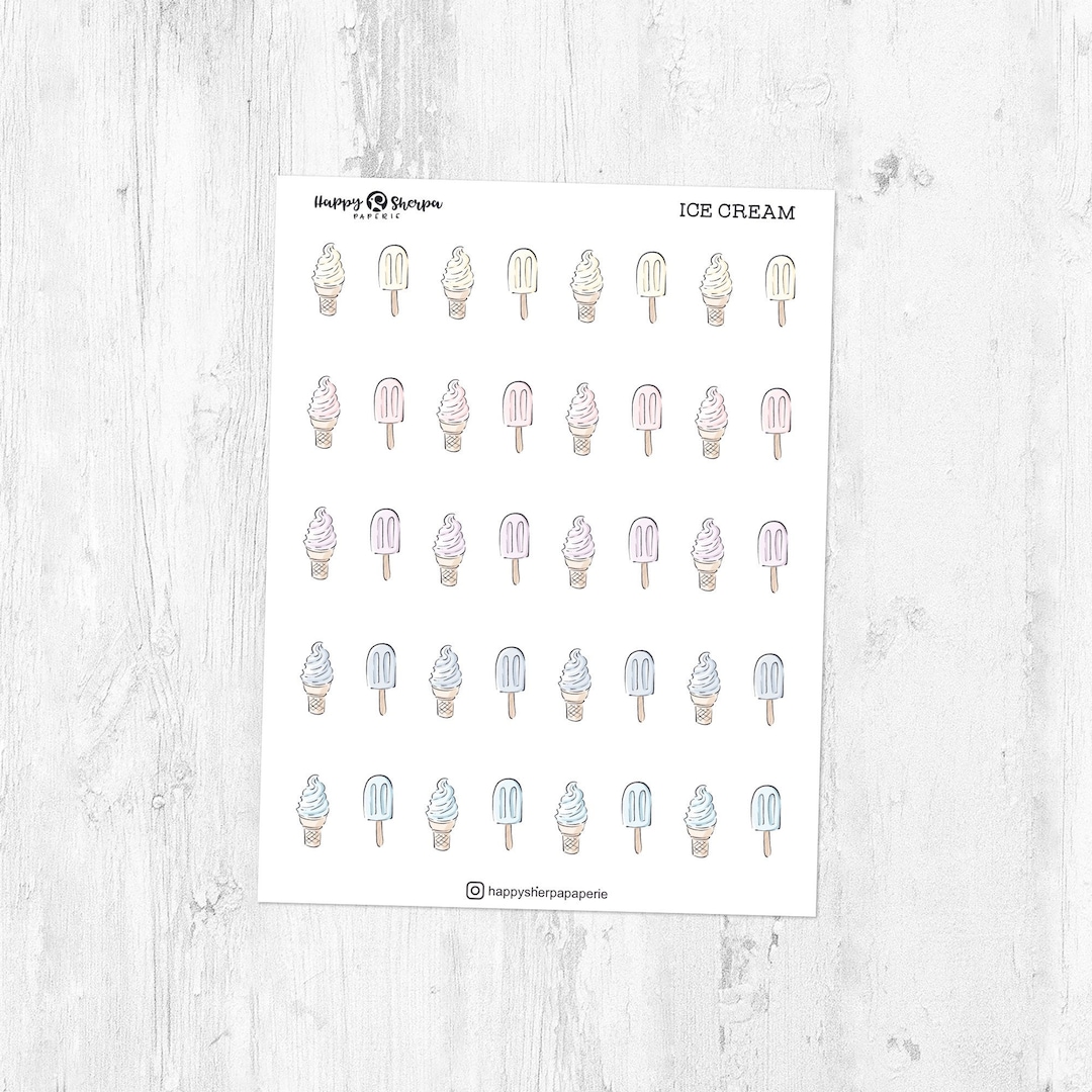 Ice Cream - 48 Cute Doodle Planner Stickers - Etsy