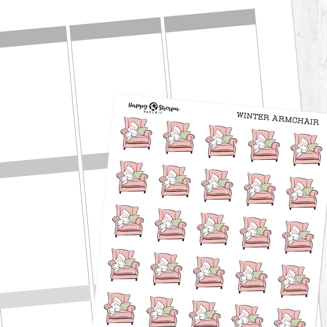 Winter Armchair - 30 Cute Doodle Planner Stickers - Etsy