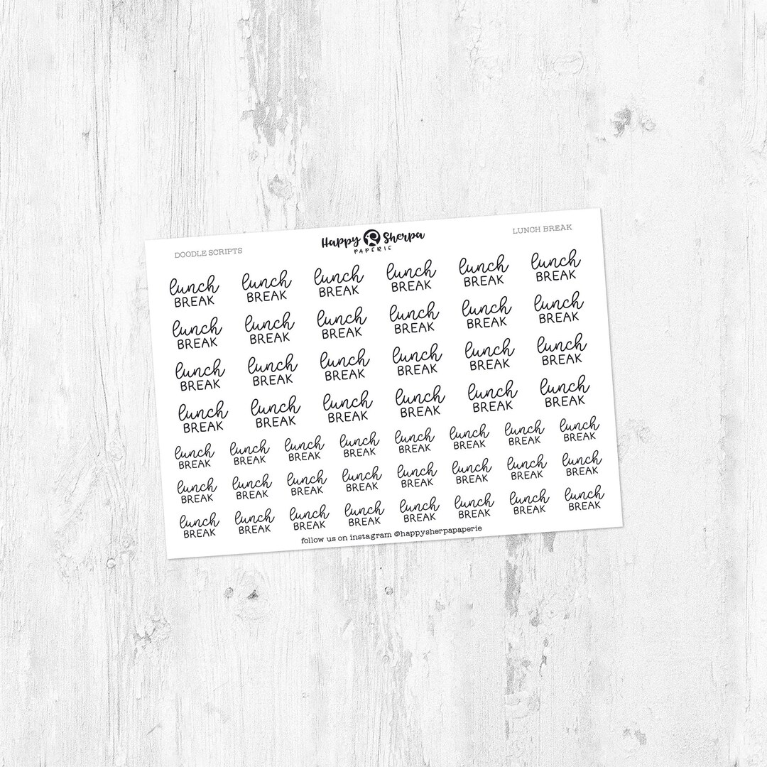 Lunch Break - Handwritten Script Planner Stickers - Etsy