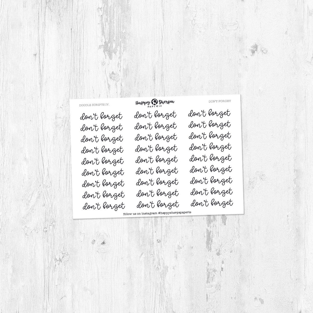 Don't Forget - Handwritten Script Planner Stickers - Etsy
