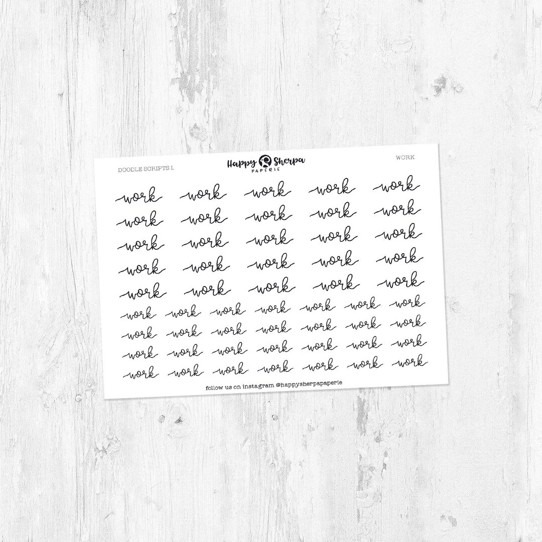 Work - Handwritten Script Planner Stickers - Etsy