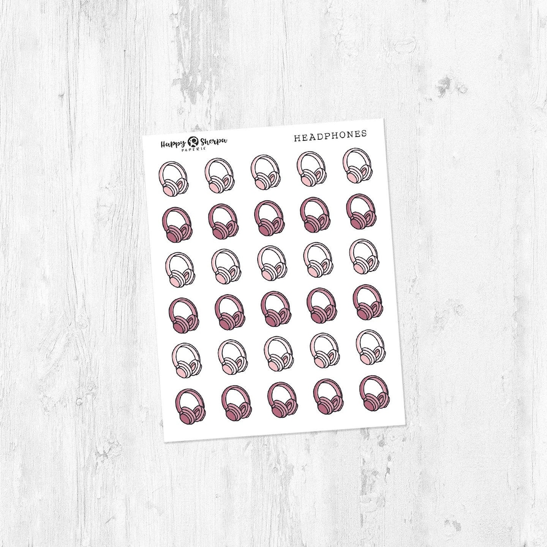 Headphones - 30 Cute Doodle Planner Stickers - Etsy
