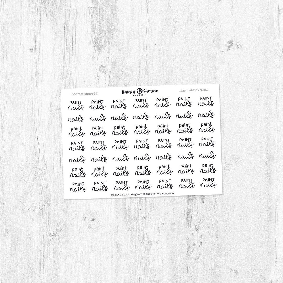 Paint Nails / Nails - Handwritten Script Planner Stickers - Etsy