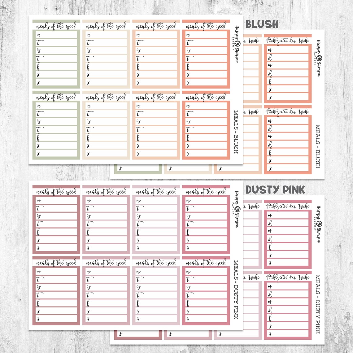 Meals of the Week Sidebar Checklist Stickers Color Palette | Etsy