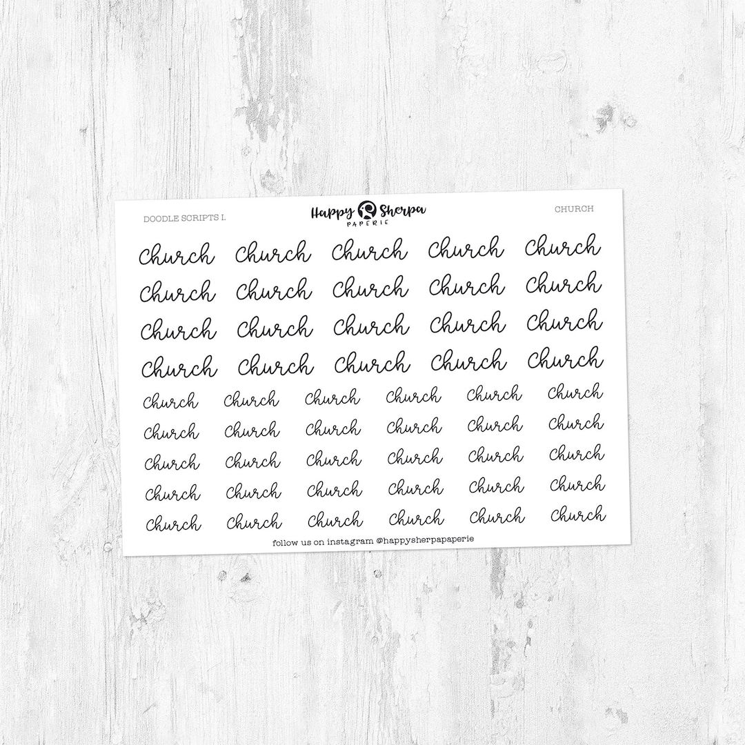 Church - Handwritten Script Planner Stickers - Etsy