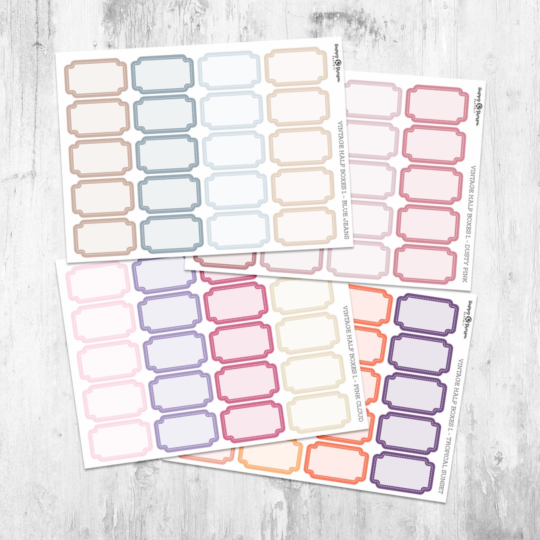 Vintage Half Boxes I. - 20 Functional Planner Stickers - Color Palette ...