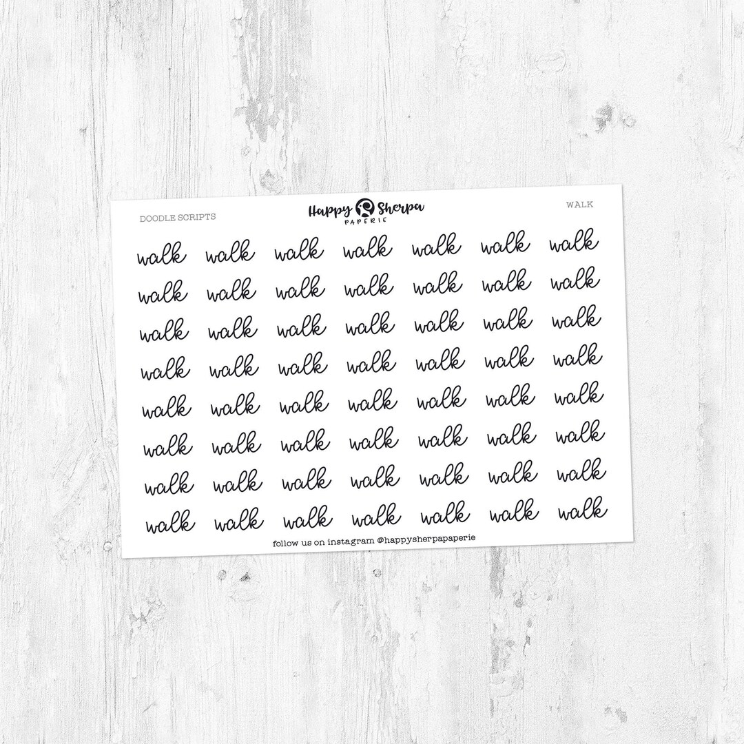 Walk - Handwritten Script Planner Stickers - Etsy