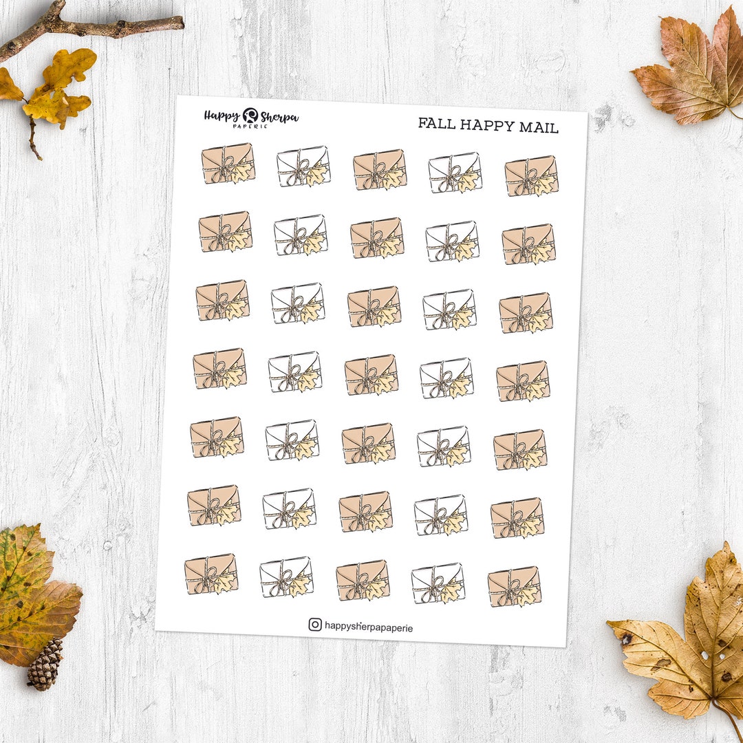 Fall Happy Mail - 35 Cute Doodle Planner Stickers - Etsy