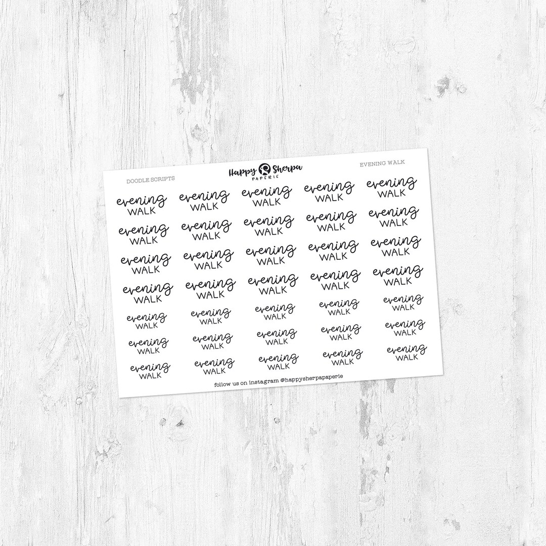 Evening Walk - Handwritten Script Planner Stickers - Etsy