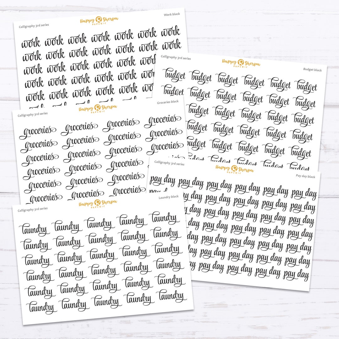 Calligraphy Stickers 3rd Series III. Calligraphy Stickers - Etsy