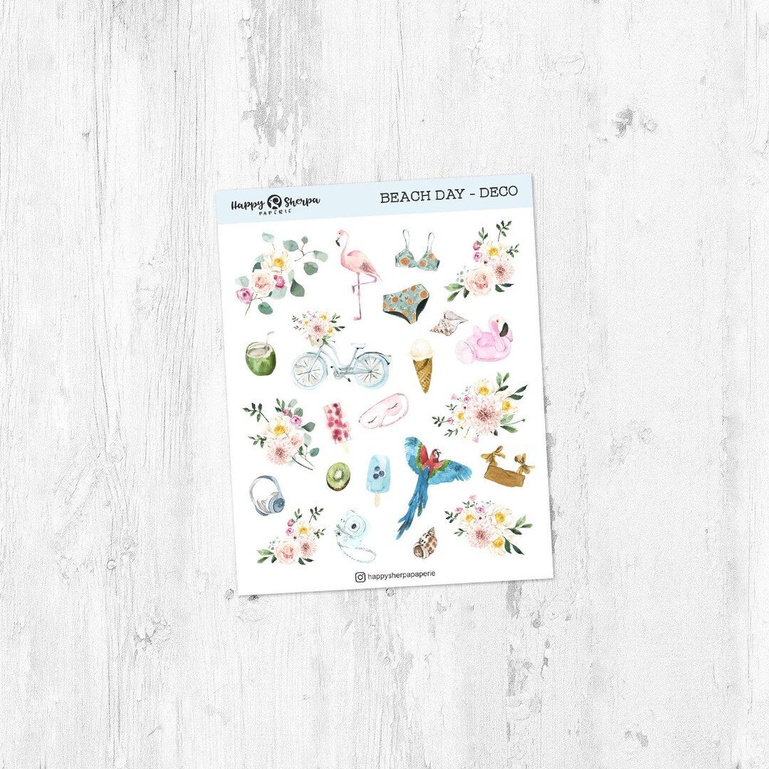 Beach Day - Deco Stickersheet | Planner, Bullet Journal Stickers - Etsy