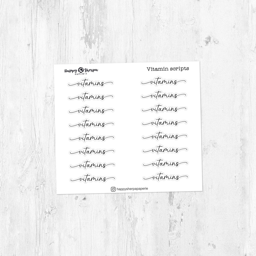 Vitamin Scripts - Foiled Planner Deco Stickers - Etsy