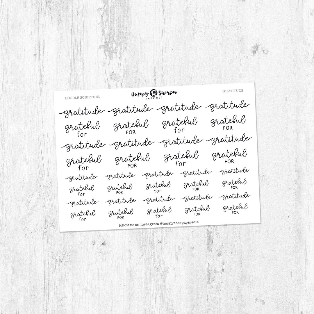 Gratitude - Handwritten Script Planner Stickers - Etsy