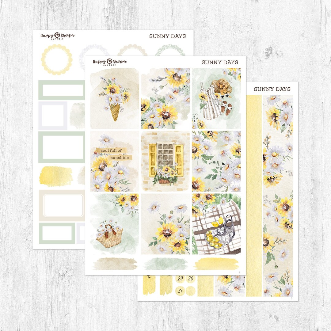 Sunny Days - Planner Sticker Kit (5 Sheets) - for Standard Vertical ...