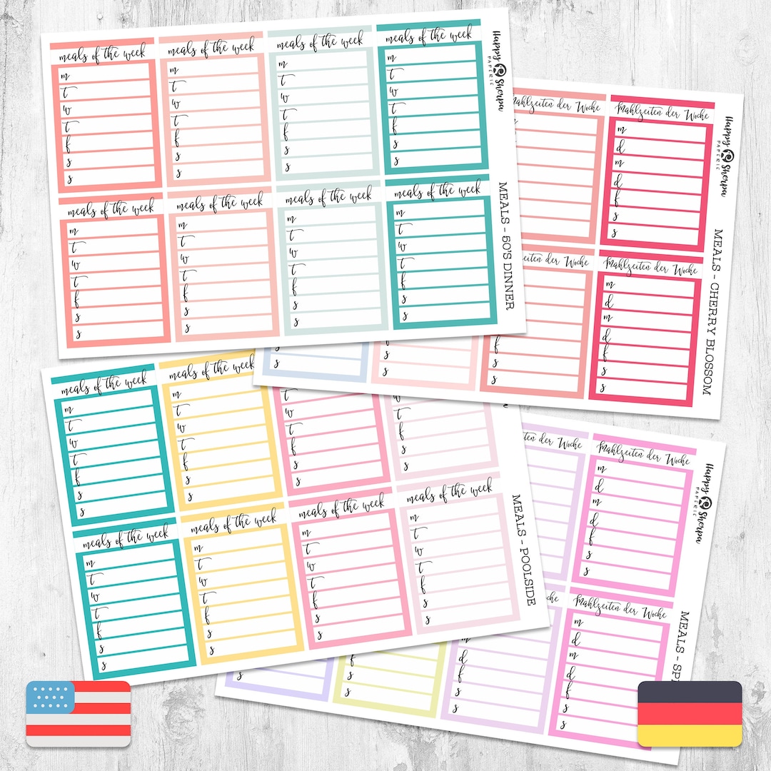 Meals of the Week - Sidebar Checklist Stickers - Color Palette 1-10 ...