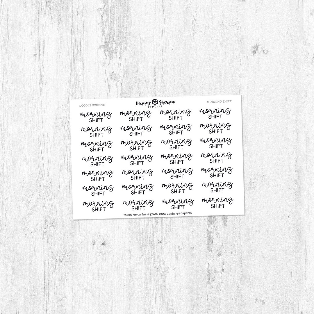 Morning Shift - Handwritten Script Planner Stickers - Etsy