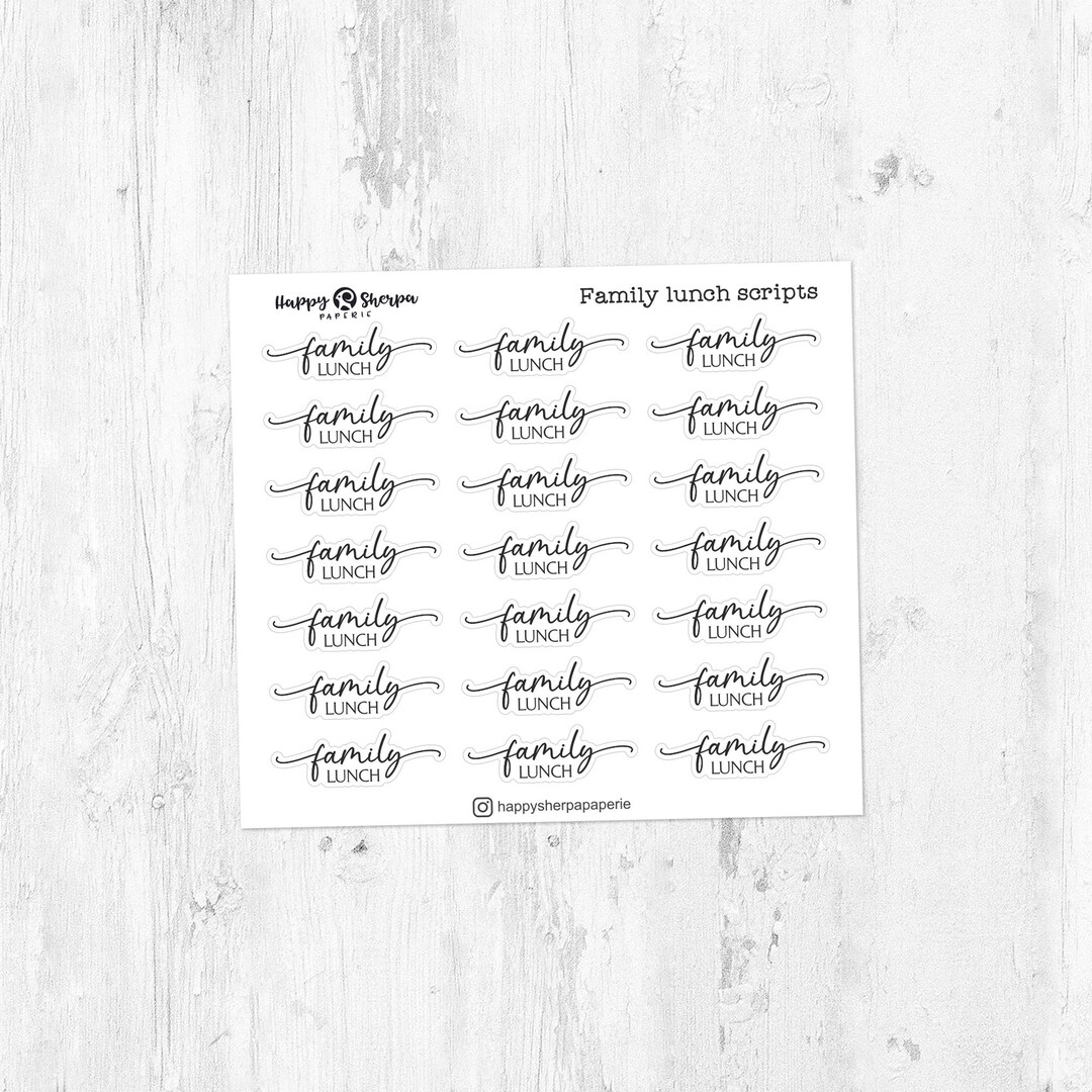 Family Lunch Scripts - Foiled Planner Deco Stickers - Etsy