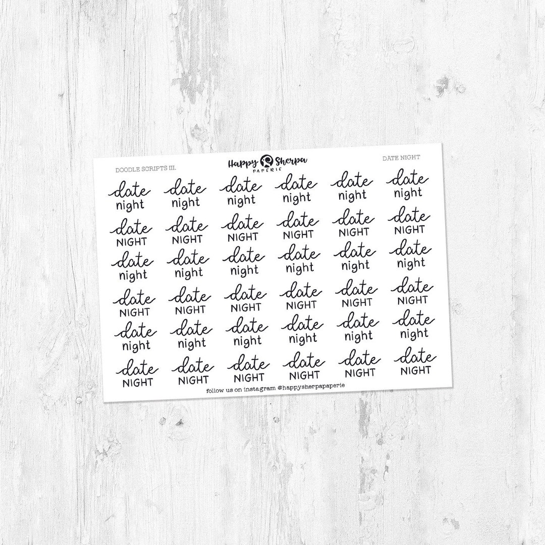 Date Night - Handwritten Script Planner Stickers - Etsy