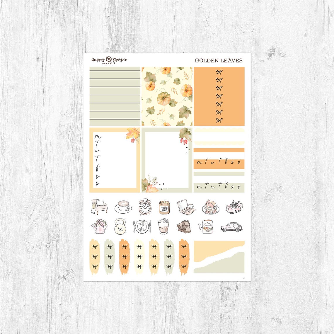 Golden Leaves - Gold Foil - Planner Sticker Kit (5 Sheets) - for ...