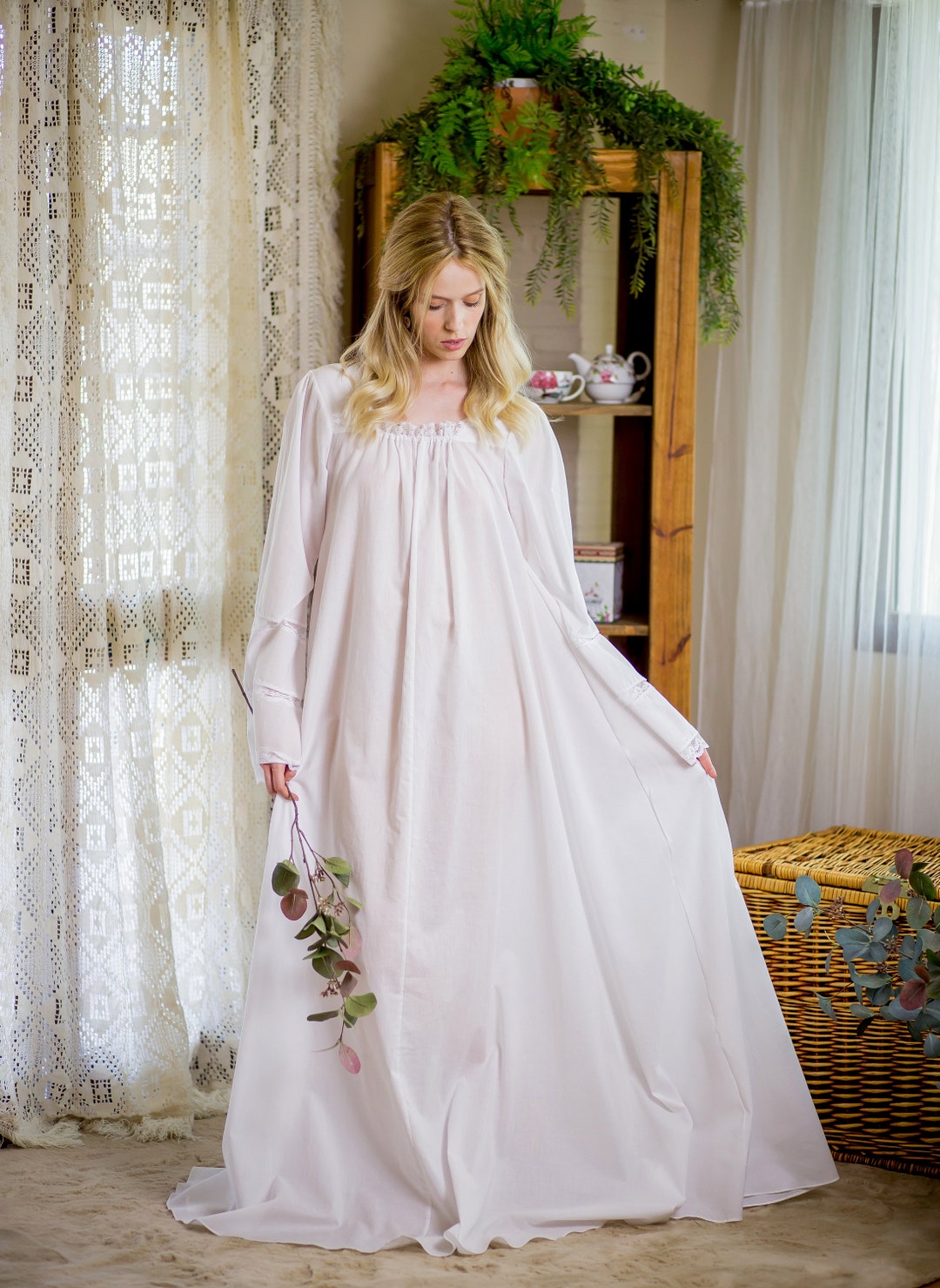 Victorian Cotton Nightgown, Oversize Nightgown, Vintage Nightgown ...