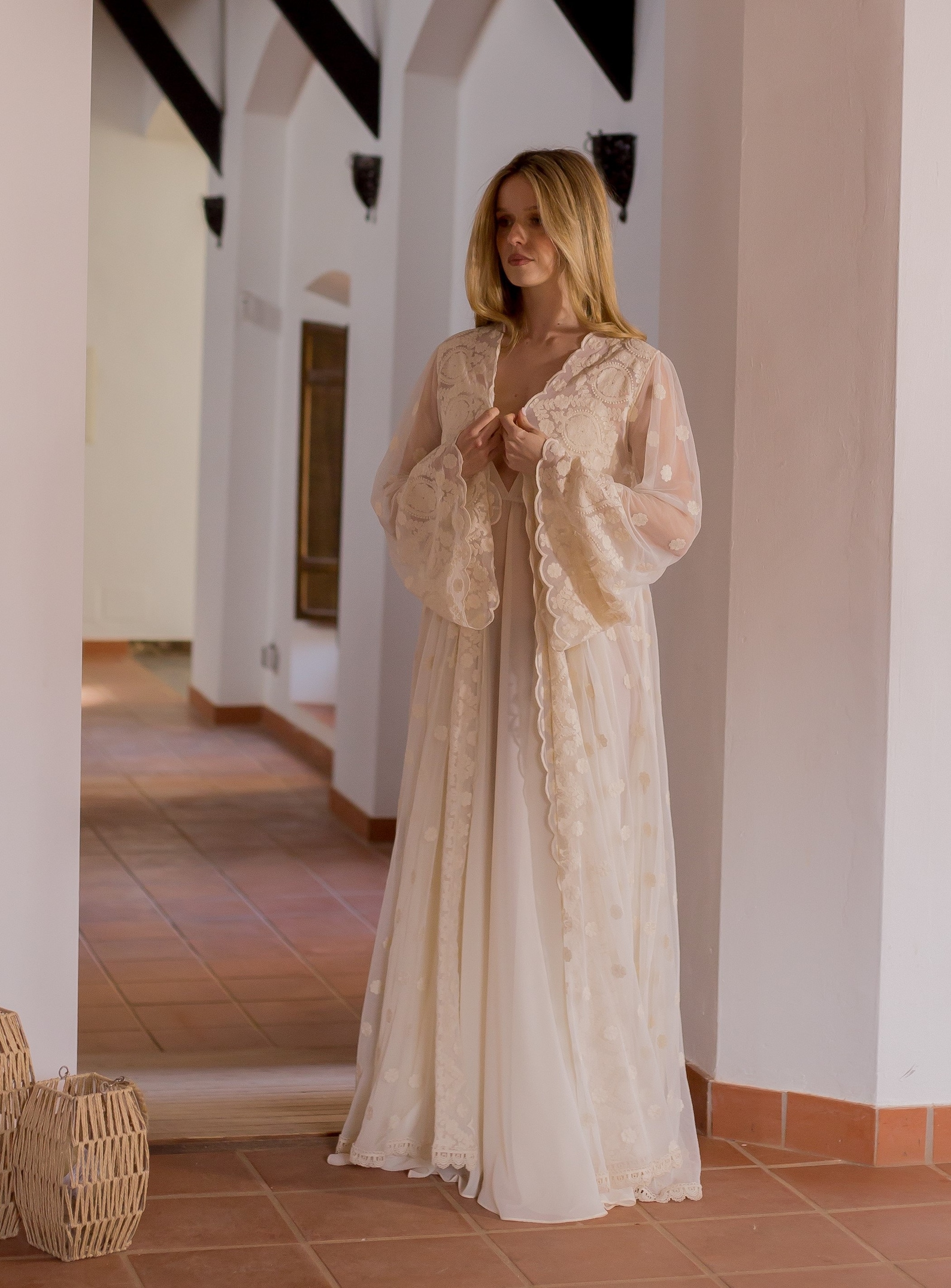 Bridal Lace Robe, Embroidered Bridal Robe, Bridal Lingerie, Wedding ...