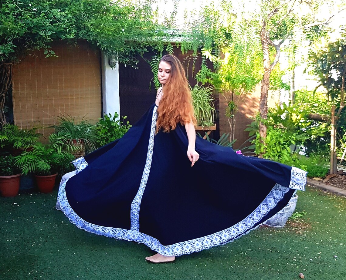 Long Cotton Dress Long Black Dress Oversized Black Dress Etsy