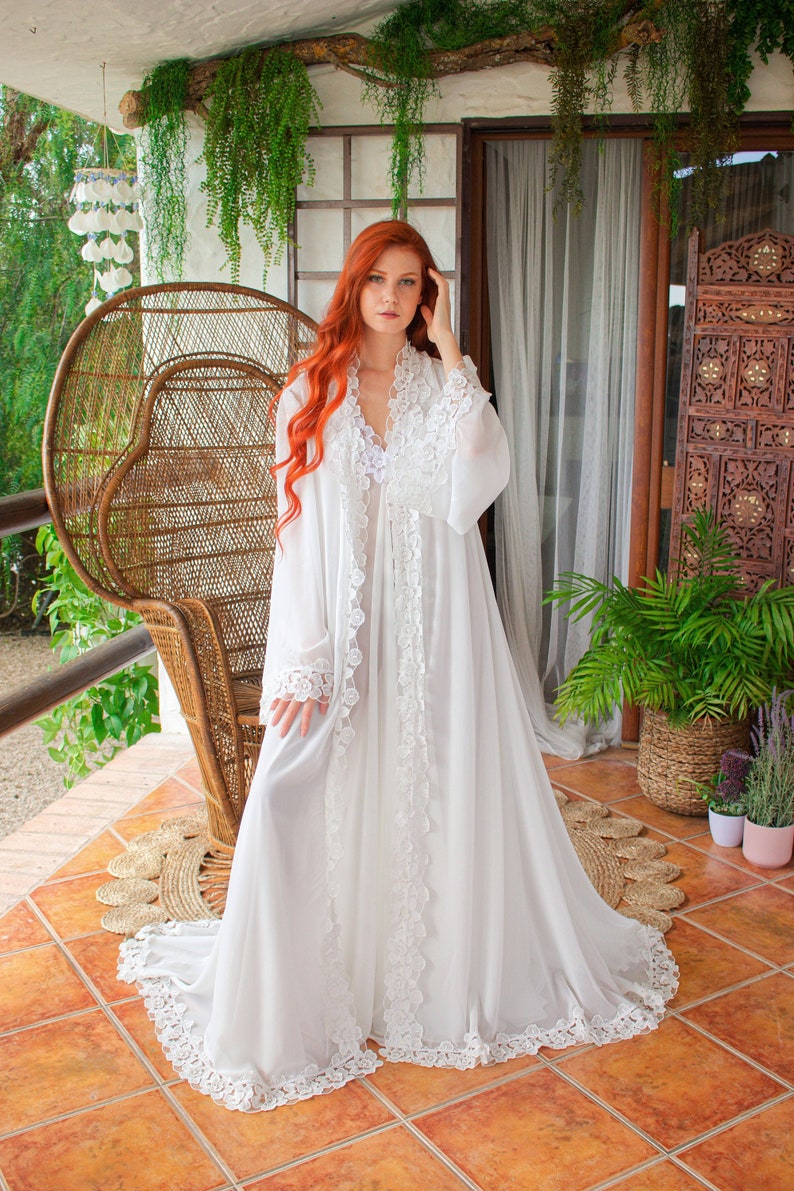 Wedding Lingerie Set Bridal Lingerie Robe and Nightgown Set - Etsy