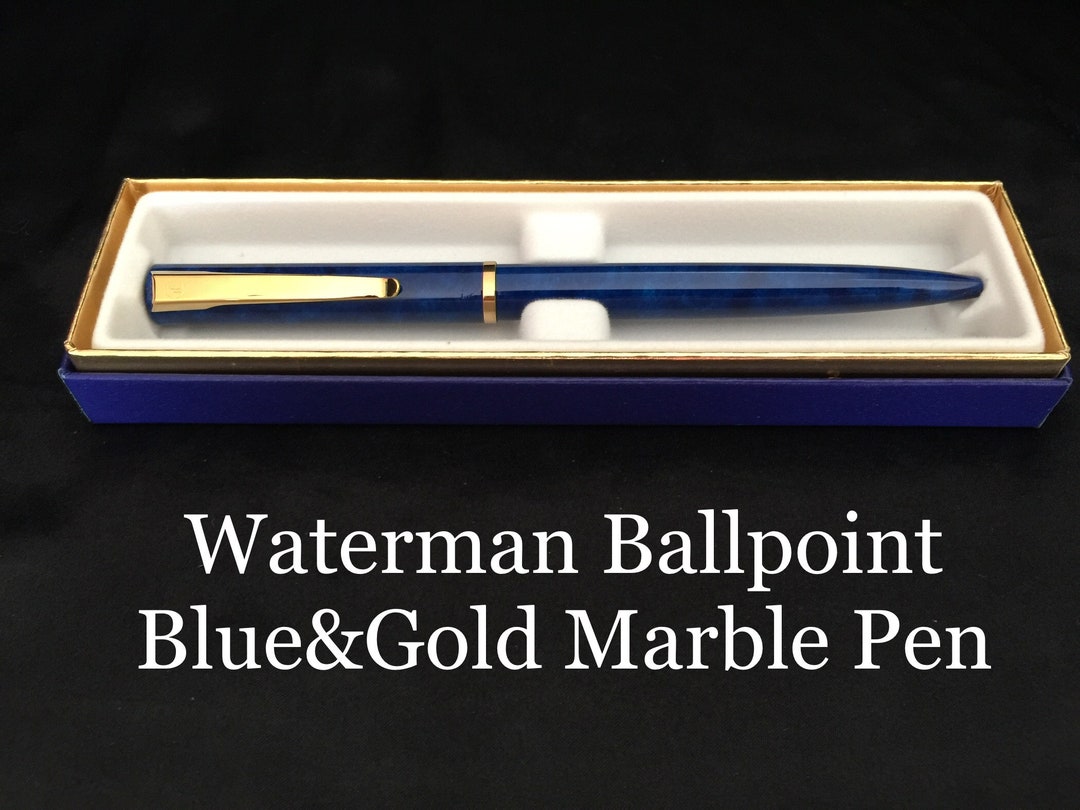 Waterman Blue and Gold Marble Ballpoint Pen - Etsy