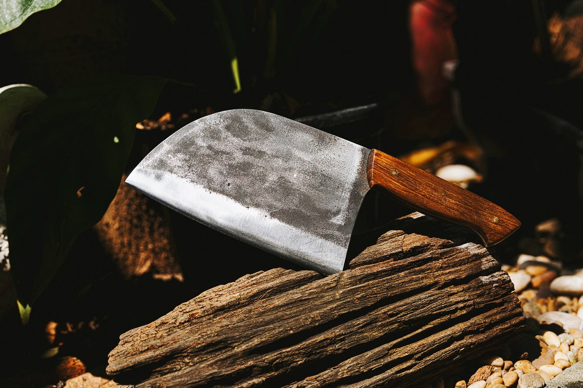 Serbian Chef Knife Custom Handmade Carbon Steel Kitchen Meat Cleaver ...