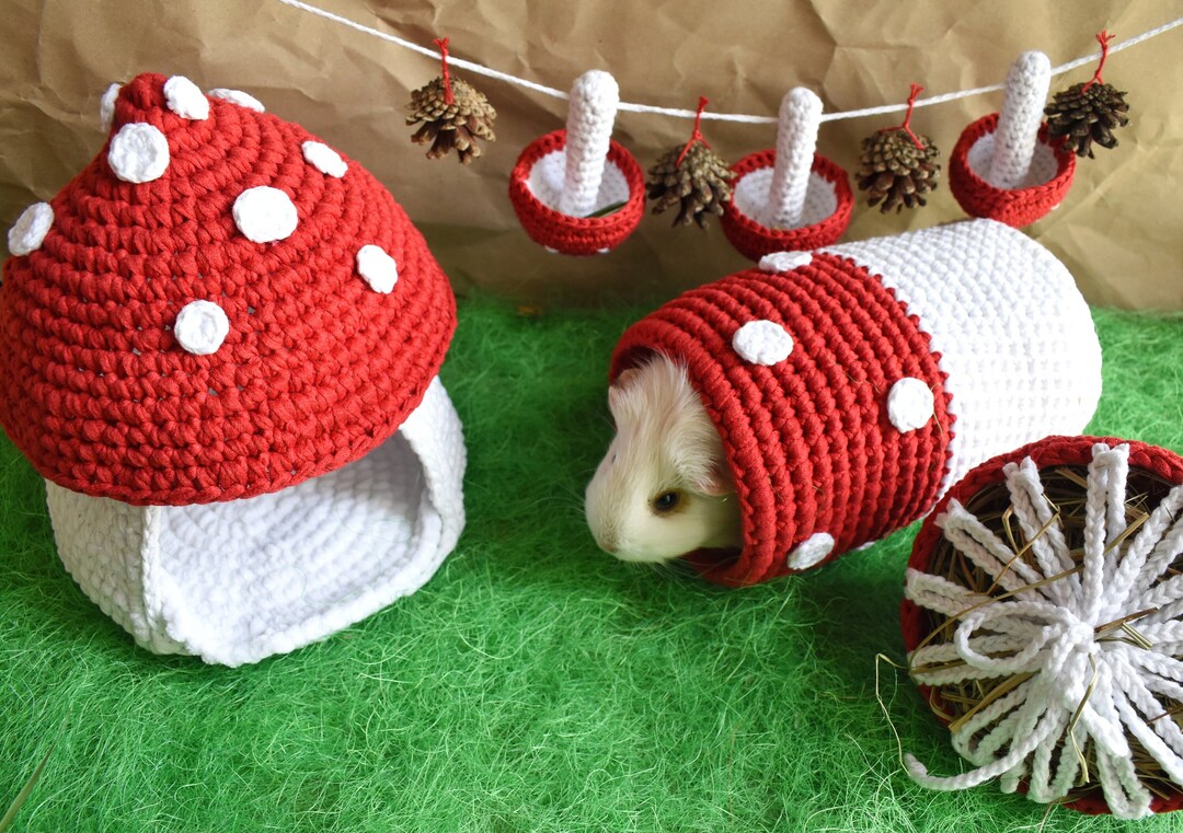 Set of 4pcs Guinea Pig Accessories for Cage - Mushroom Pet Accessories ...