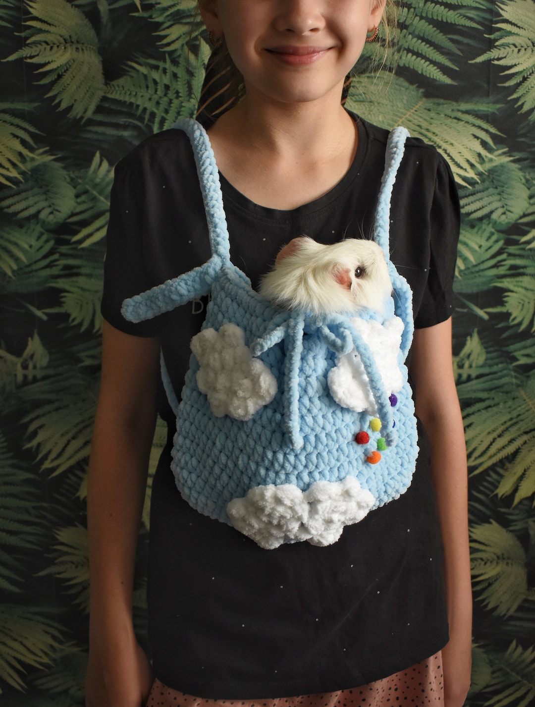 Guinea Pig Blue Carrier With Clouds and Rainbow. Bonding Pouch for ...