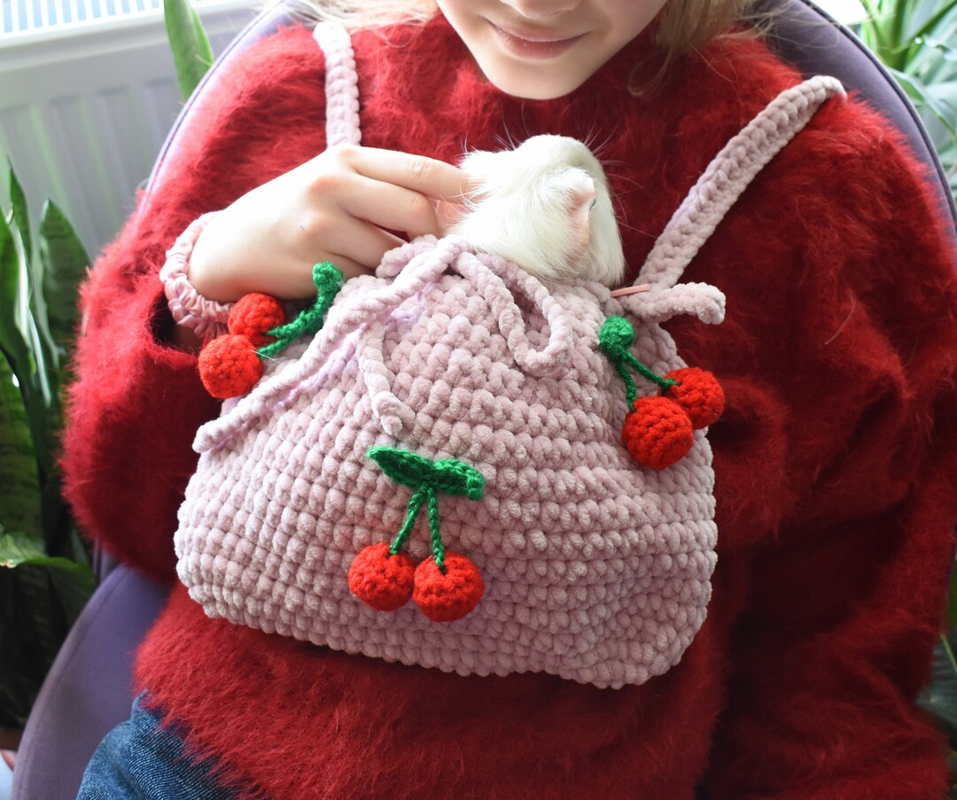 Guinea Pig Pale Pink Carrier With Cherrys. Small Pet Soft Cozy Carrier ...