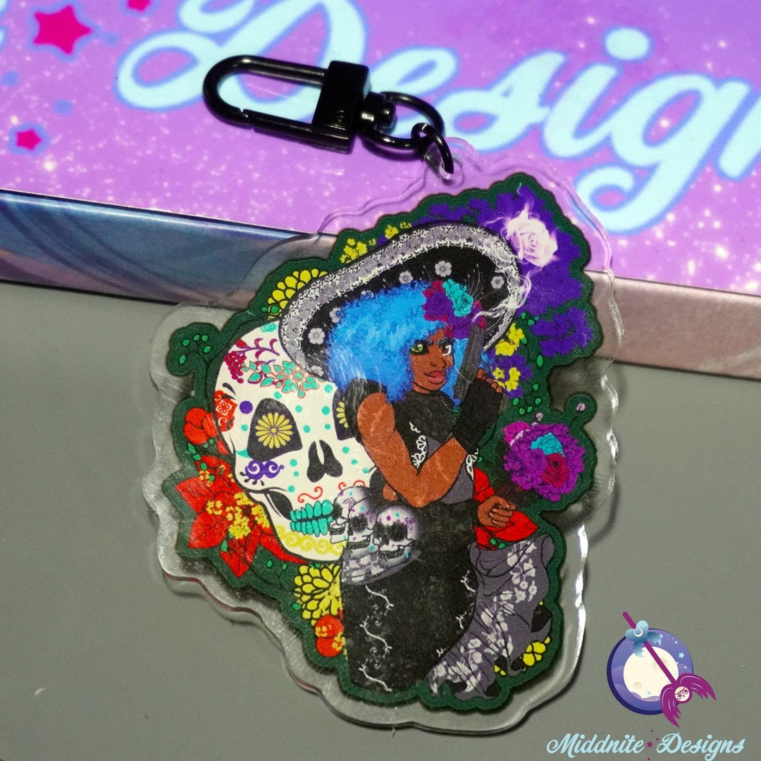 Day of the Dead Acrylic Charm – La Catrina Calaveras Keychain - Etsy